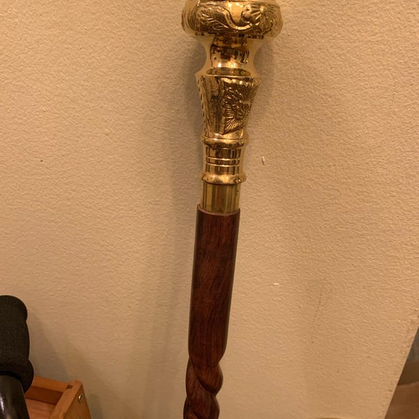 PERSONALIZED Walking Cane - Brass Handle - Lightweight 36-inch Stick ...