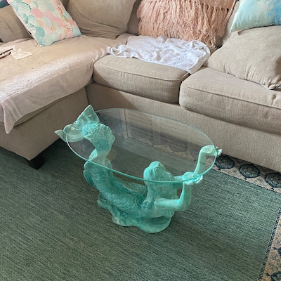 Mermaid Table W/glass VERDE BRONZE Finish 36.25L X 19.25W X 20H - Etsy