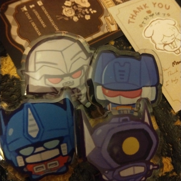Transformers Acrylic Pins: Optimus, Megatron, Rodimus, Blurr, Soundwave ...