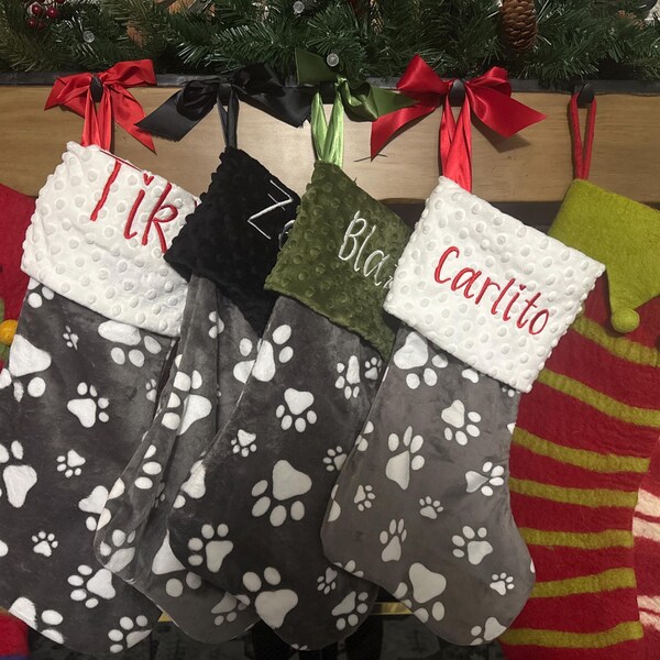 Paw Print Dog Stocking, Dog Christmas Stocking, Paw Print Christmas ...
