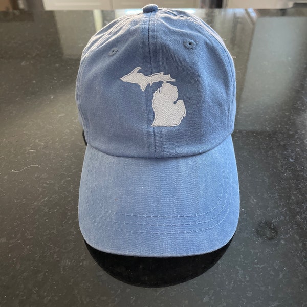 Michigan (MI) State Embroidered Pigment-dyed Baseball Cap - Etsy