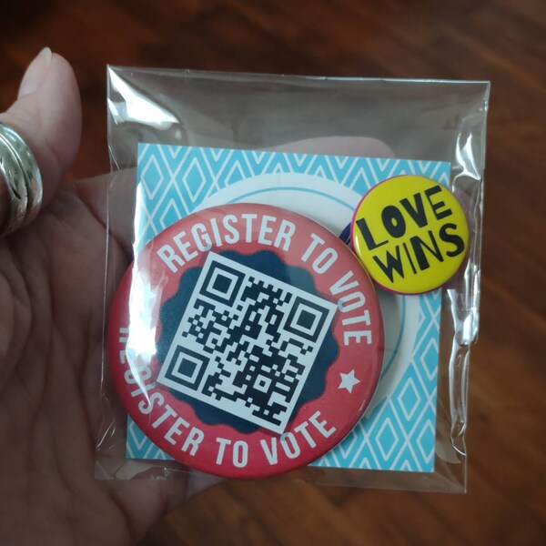 Voter Registration QR Code GOTV — 2.25" Pinback Pin Button | Badge ...