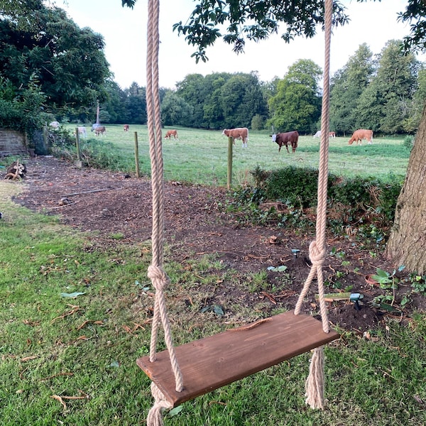 Tree Swing, Wooden Rope Swing, Rustic Long Lasting Outdoor Swing ...