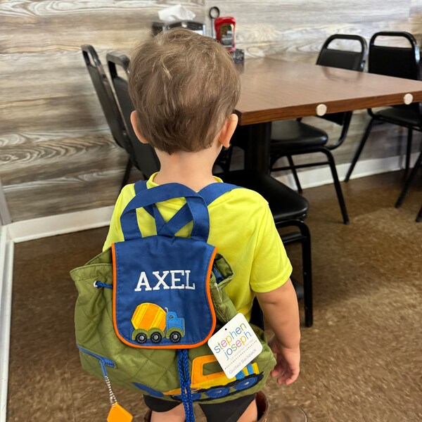 Construction Embroidered Kids Backpack, Personalized Back to School ...