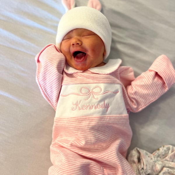 Baby Boy Coming Home Outfit-monogrammed Footie Romper-teddy Bear ...