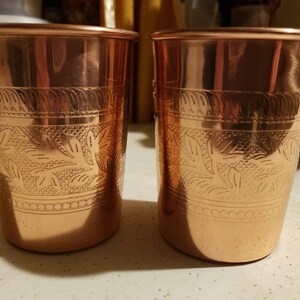 Pure Copper Pitcher/jug With Lid & Two Copper Cups 70 Fluid Ounces 2 ...