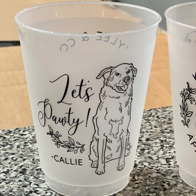 Custom Pet Illustration Dog or Cat 12oz or 16oz Frosted Unbreakable ...