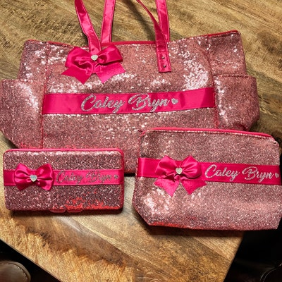 Personalized Hot Pink Sparkly Sequin Diaper Bag Tote Purse. - Etsy
