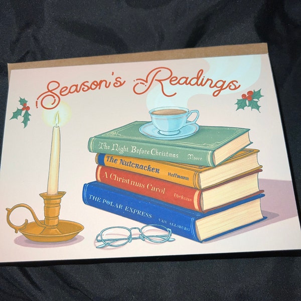 Bookish Christmas Card, Holiday Season’s Readings, Classic Christmas ...