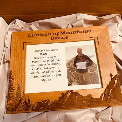 Personalized Mountains Photo Frame Engraved Wood Picture Frame ...