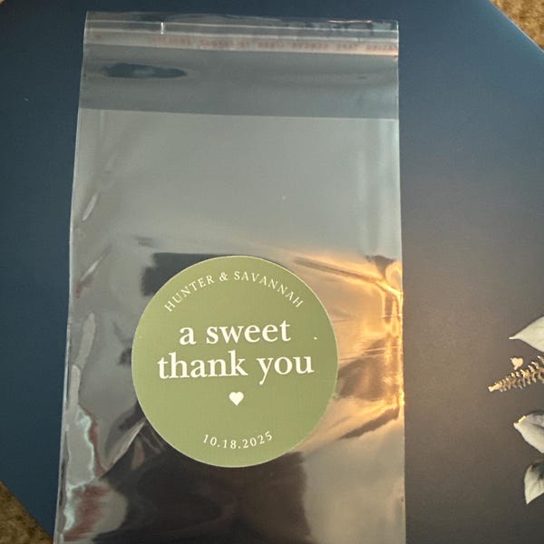 Custom Wedding Favor Stickers: Personalized Candy & Cookie Bag Labels ...