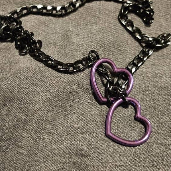 Pulling on My Heartstrings Slip Chain Choker With Heart Rings, Metal ...