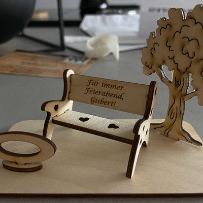 Geschenk zur Rente, Rentnerbank, Geldgeschenk Lebensbaum Ruhestand ...