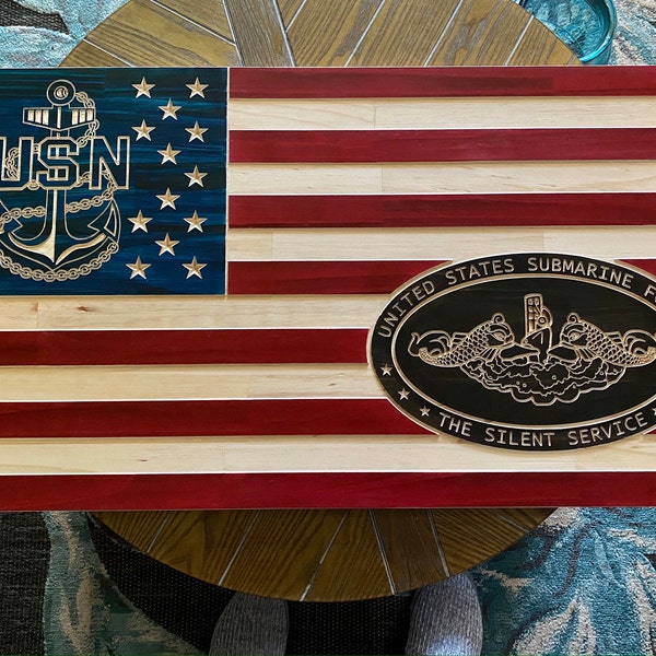 US Navy Submariner American Rustic Flag - Etsy