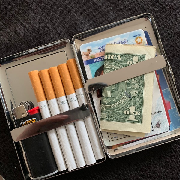 Pin up Girl Metal Wallet Retro Vintage Cigarette Case ID Rockabilly ...