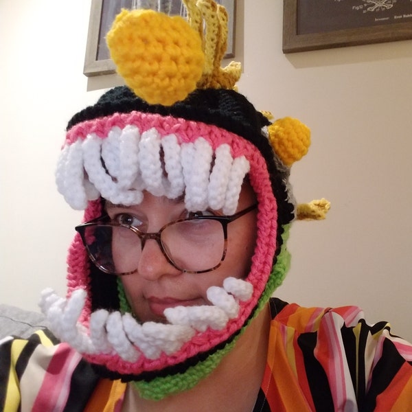 Angler Fish Crochet Hat Costume & Wrist Gauntlets - Fantasy Under the ...