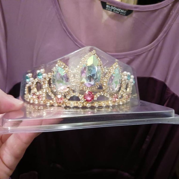 Rapunzel Tiara Acrylic Diamond Crown Crystal Tiara Sparkling Rhinestone ...
