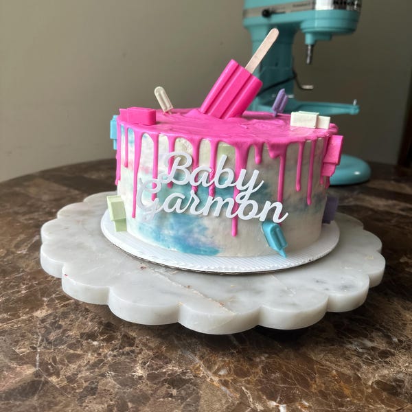 Cake Charm | Acrylic Cake Accessory | Wedding Name | Gold Name Plate ...