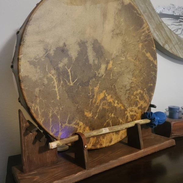 Frame Drum Display W/ Beater/rattle Stand, Alder and Cedar, Hand Cut ...