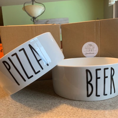 Funny Dog Food Bowl Set Ceramic Pet Bowls Pizza Beer Large Pet Bowls ...