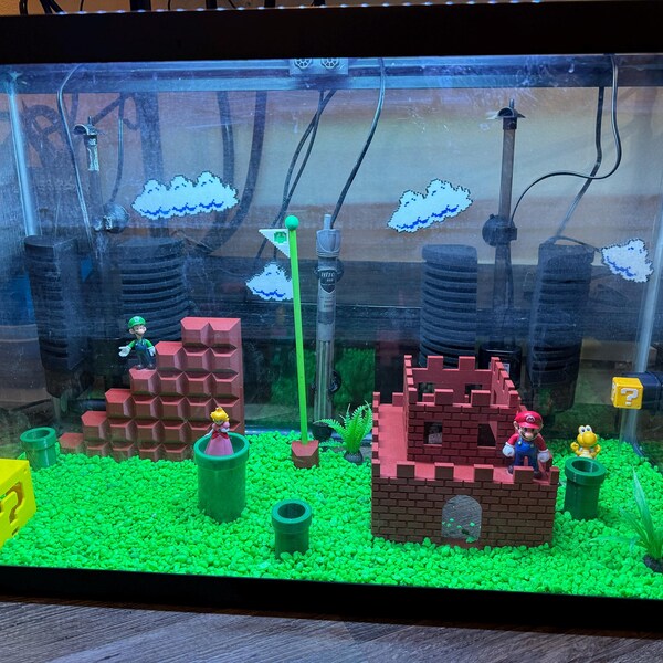 Super Mario Brothers Inspired Castle Flag for Your Desk or Aquarium - 4 ...