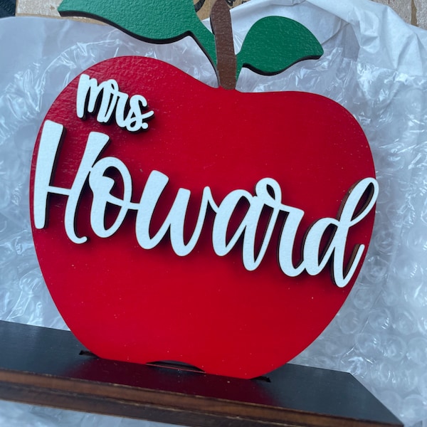 Personalized Apple Name Plate, Teacher Name Plate, Back to School ...