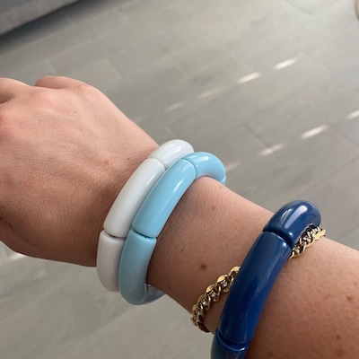 Summer Acrylic Stackable Bracelets Pool Swim Vacation Jewelry Tube ...