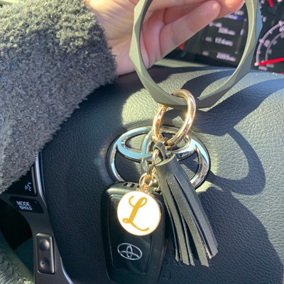 Rhombus Personalized Wristlet Keychain Tassel Key Chain Key Ring Bangle ...