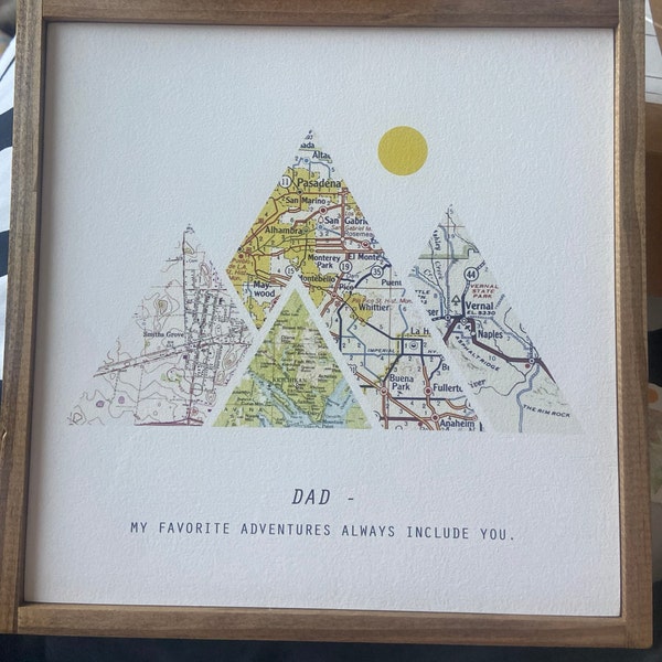 Custom Dad Birthday Gifts for Dad Travel Map Art Print | Mountain Map ...