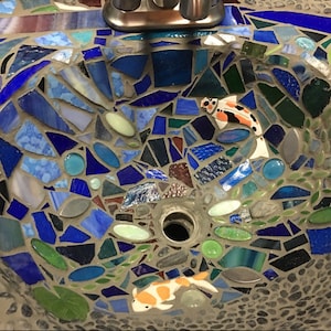 Handmade Ceramic Koi Carp Lily Pad and Lily Flower Tiles, Mosaic Making ...