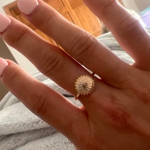 Gold Sun Shape Ring, Beautiful Sun Rays Polished Silver Ring, Cute ...