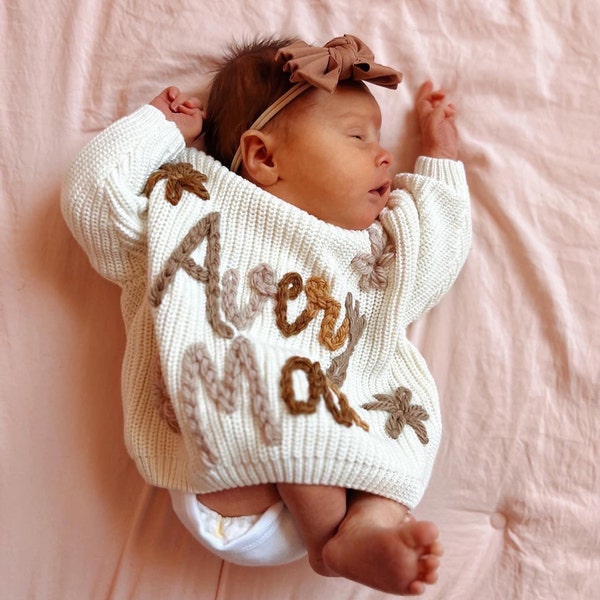 Personalized Baby Sweater, Rainbow Baby, Baby Name Sweater, Rainbow ...