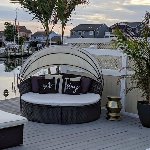 Round Outdoor Daybed Drawstring Cover - Daybed Cover - Washable ...