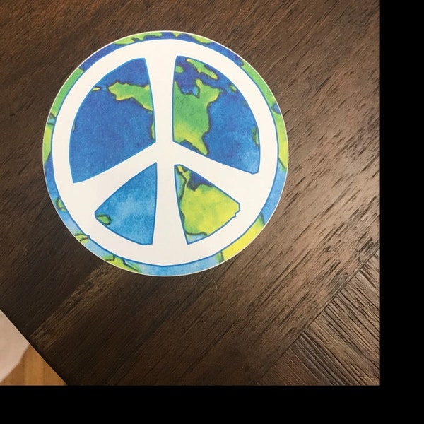 Peace Sign Over the Earth - Bumper Sticker / Decal - Etsy