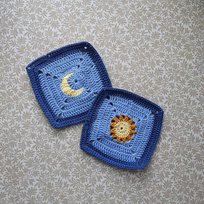 Sun and Moon Granny Square Crochet PDF PATTERN english - Etsy