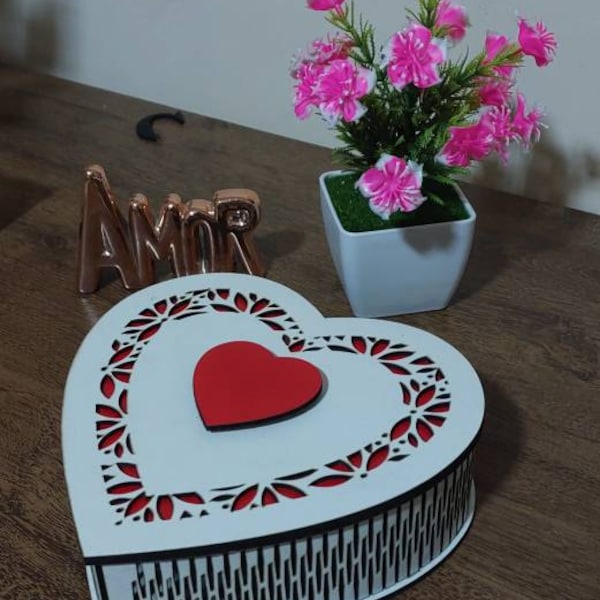 Heart Shaped Box Svg Laser Cut Files - Heart Box Svg Files for Laser ...