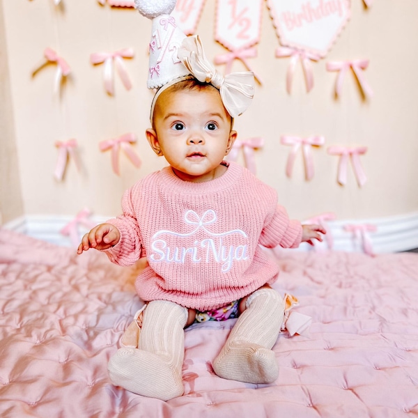 Baby Boys beary First Birthday Sweater One Embroidered Sweater With ...