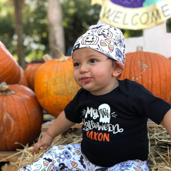 Baby Boy First Halloween Outfit Personalized, My 1st Halloween, Name, Halloween Leggings and ...