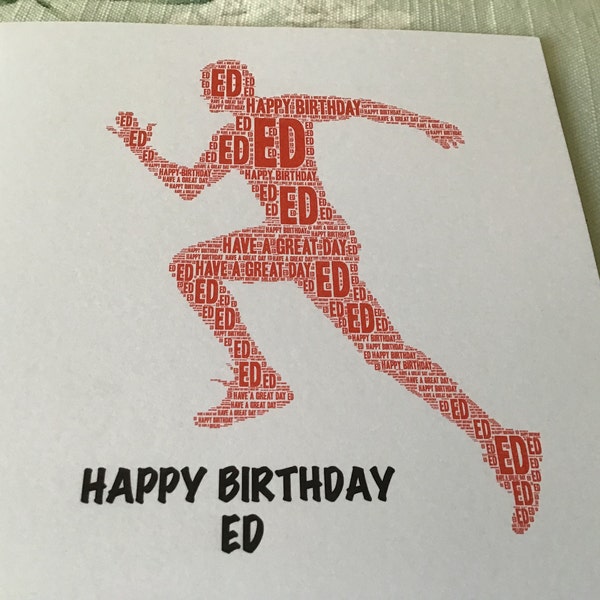 Personalised Male Runner Card, Personalised Birthday Card, Personalised ...