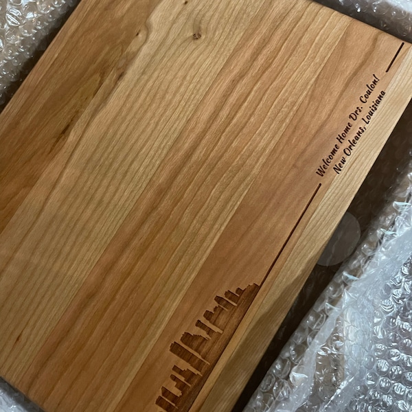 Pick Your City Skyline, Personalized Cutting Board, Engraved Cutting ...