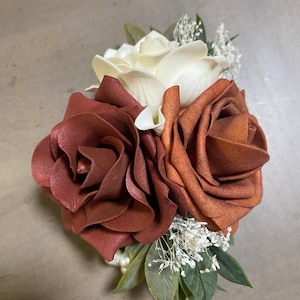 Terracotta, Rust, and Cream Wrist Corsage for Mom or Grandma, Mom ...