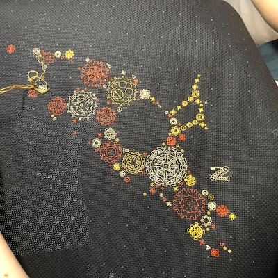 Temperature Stitch Gothic Cathedral With Stained Windows Modern Hand ...