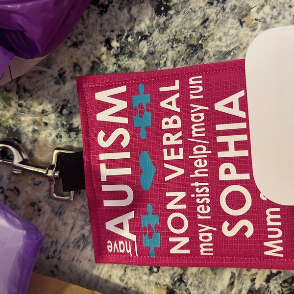 Autism Alert Hang Tag, Personalized Medical Alert Hanging Patches ...