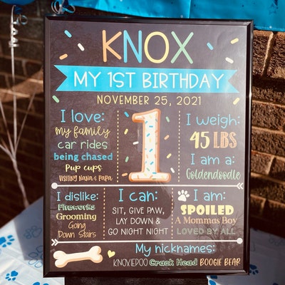 Dog First Birthday Sign, Puppy 1st Birthday Poster, Puppy First ...
