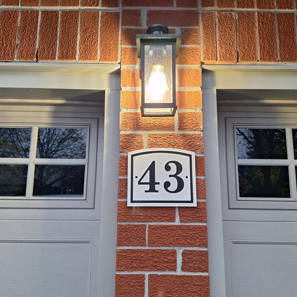 House Number Sign With Arched Profile: Horizontal Outdoor Plaque - Etsy