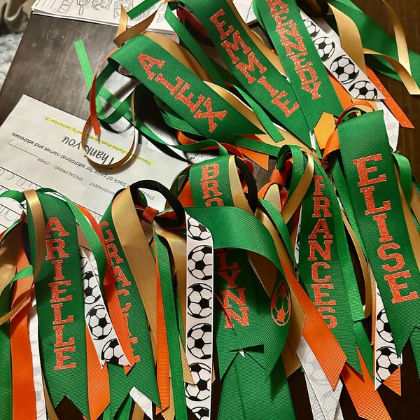 Custom Soccer Ribbon With 1 Glitter Name and 1 Number - Etsy