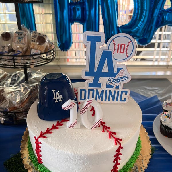 LA Dodgers Birthday Cake Topper: Personalized Baseball Party (digital ...
