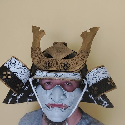 Samurai Daimyo Helmet Cosplay Mask Costume - Etsy