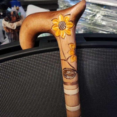 Personalize and Custom Dark Wolf Walking Stick Walking Cane Wood Cane ...