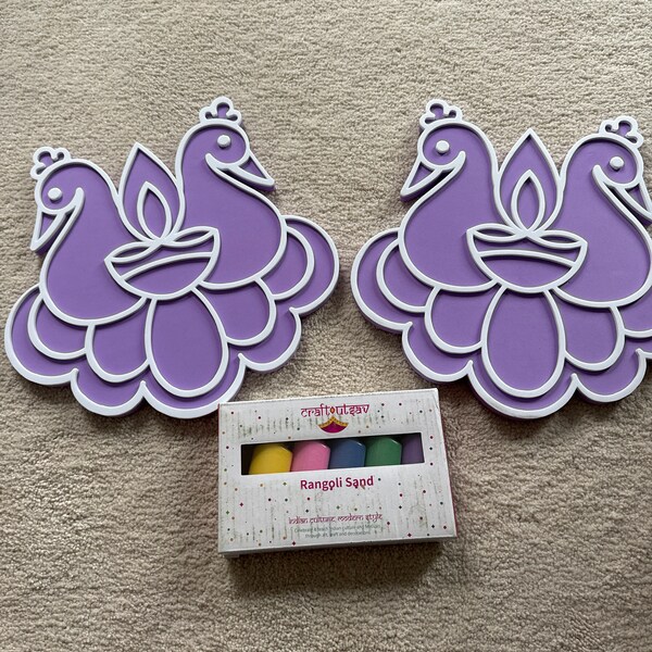 Peacock Diwali Rangoli Mess-free Foam Mat, Includes 2 Mats - 10 in Wide ...